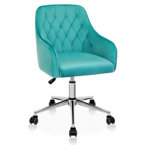 商品名:  HOFFREE Velvet Vanity Chair for Makeup Mid-Back Task Chair with Wheels Computer Desk Chair Adjustable Low Back Rol...