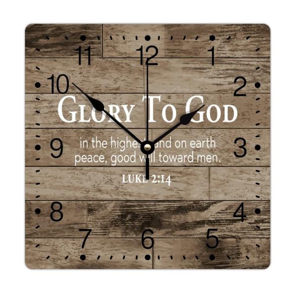 商品名:  Zyadsinoudor Glory to God in The Higheat and On Earth Peace PVC Wall Clock Religious Lettering Quotes Square Wall ...