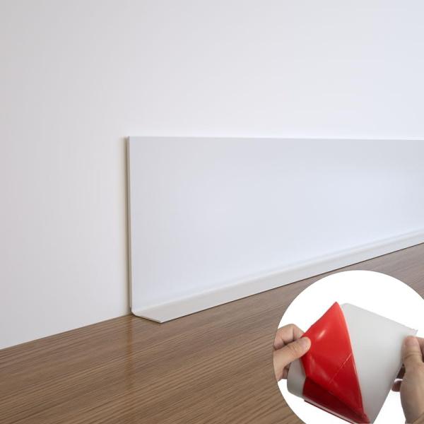 商品名: GAMZAU フレキシブルベースボードモールディングトリム 幅4インチ x 長さ20フィート 剥がして貼れるビニール壁ベース コーブベース 粘着ゴム壁ベース モールディングトリム (S128、ホワイト) GAMZAU Flexib...