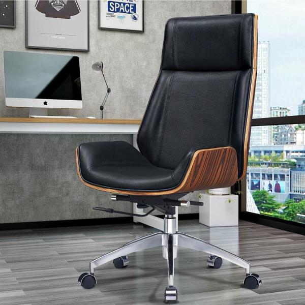 商品名:  TOME High Back Executive Office Chair - Genuine Leather Computer Desk Chair in 8-Layer Solid Walnut Wood and Heavy...
