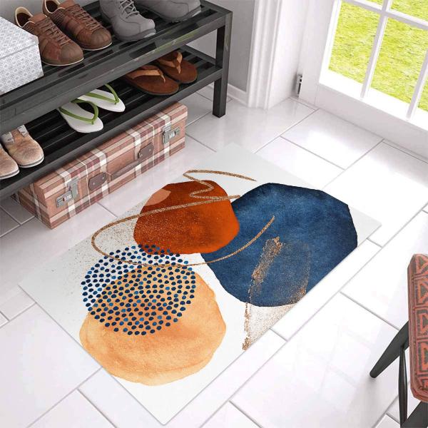 商品名:  Front Door Mat Entrance Doormats Geometric Orange Blue Color Block,Non-Slip Floor Rugs Indoor Kitchen Carpets,Mode...
