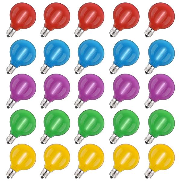 商品名:  Couah G40 Led Replacement Light Bulbs, E12 Screw Base Shatterproof LED Globe Multi Color Bulbs Light for Outdoor S...
