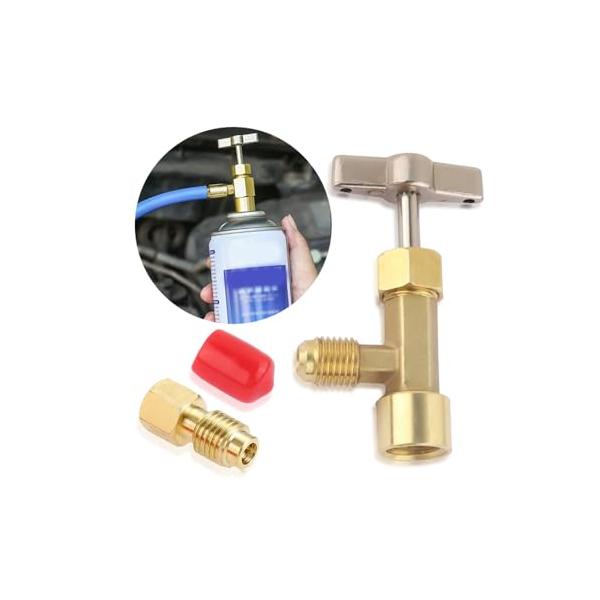 商品名: IHOTDER R134A 缶タップ、パンクスタイルAC冷媒缶タップバルブ、R134Aアダプター継手付き 1/4インチおよび1/2インチHVACホース用、車のACシステム充電に不可欠なカーアクセサリー IHOTDER R134A ...