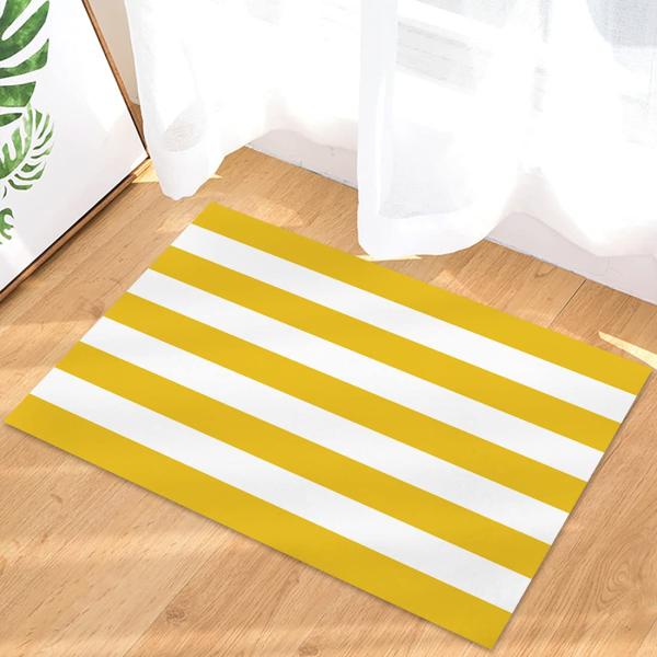 商品名:  Simple Stripes Yellow and White Floor Mat Welcome Mat Bath Rugs, Non-Slip &amp; Absorbent Front Door Mat, Washable...