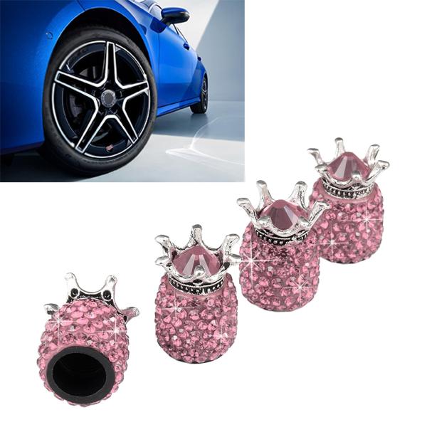 商品名:  cueclue 4 PCS Crown Tire Valve Stem Cap, Dustproof Crystal Rhinestone Car Stem Air Caps Cover for Most Vehicles (P...