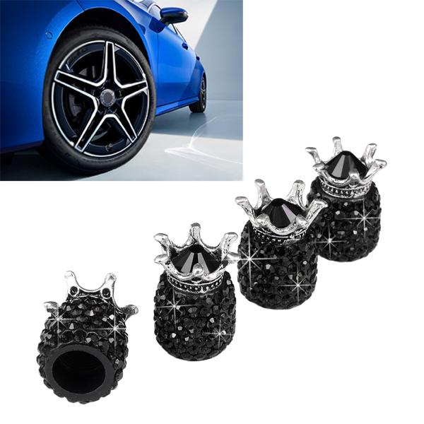 商品名:  cueclue 4 PCS Crown Tire Valve Stem Cap, Dustproof Crystal Rhinestone Car Stem Air Caps Cover for Most Vehicles (B...
