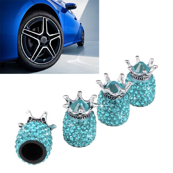 商品名:  cueclue 4 PCS Crown Tire Valve Stem Cap, Dustproof Crystal Rhinestone Car Stem Air Caps Cover for Most Vehicles (L...