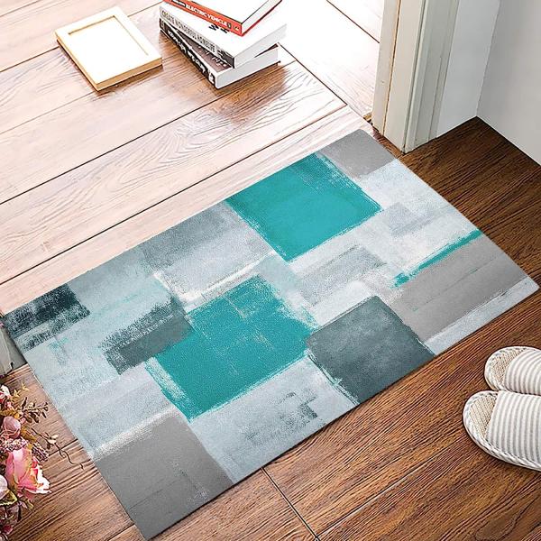 商品名:  Doormat Outdoor Entrance Funny Welcome Turquoise Teal and Grey Art Artwork Modern Entrance Way Rugs Doormats Washa...