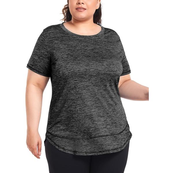商品名Abrooical Plus Size Women's Sports Tops Loose Casual Yoga Running Quick Dry Round Neck T-Shirt Black 5X-Largeブランド：Abr...