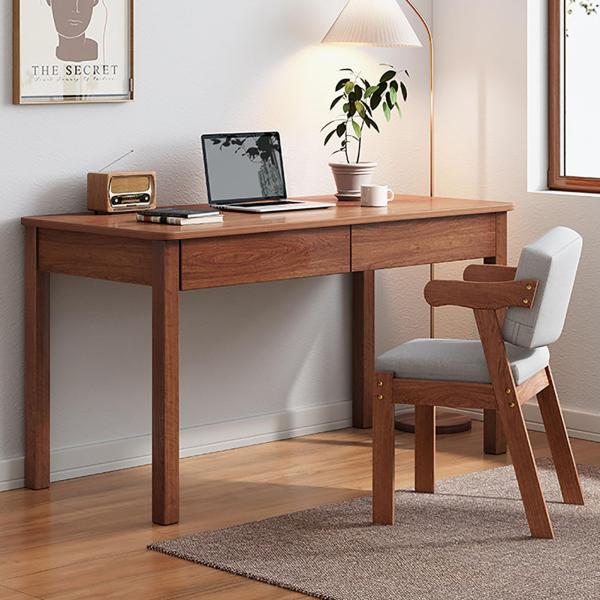 商品名:  Solid Wood Home Office Desk Workstation, Modern Writing Table with 2 Drawers, Simple Study Makeup Desk for Small S...