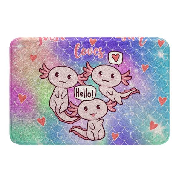 商品名:  Cartoon Axolotl Bath Mat 16"x24" Kawaii Pink Salamanders Doormats Floor Mats Girls Mermaid Scales Print Bathroom R...