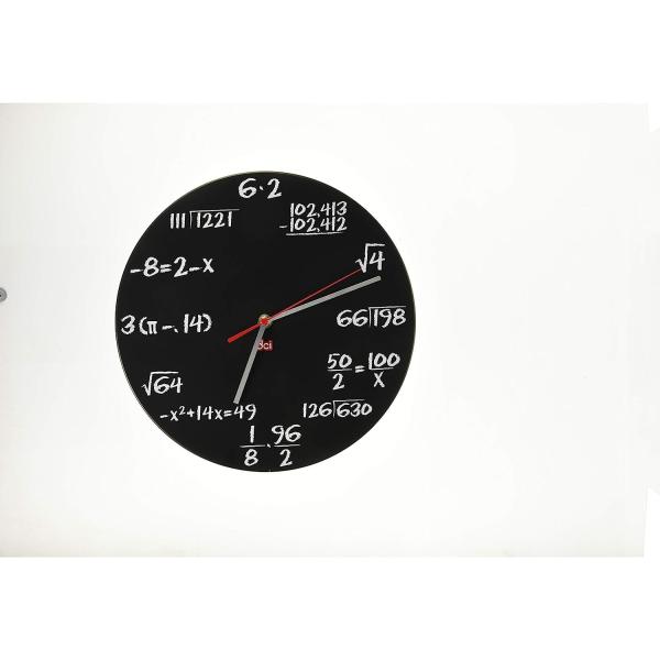 商品名:  ROBAUN DCI Pop Quiz Clock, Maths Clock for Black and White, Metal, 11-1/2" Diameter, Mathematics Teacher Gift, Wal...
