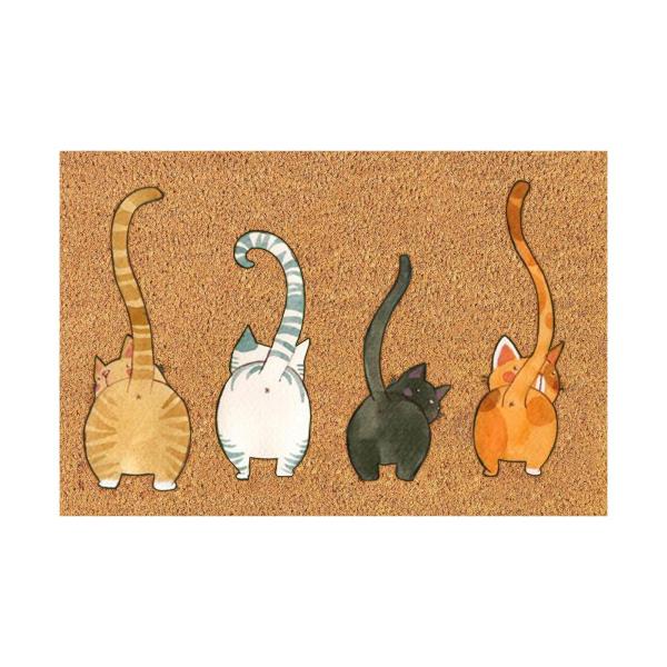商品名:  TUNKENCE Entrance Doormat Entrance Doormats Front Door Mat Inside Entrance Four Cats Funny Buttocks Printed Brown ...