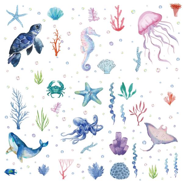 商品名:  CRASPIRE Sea Animals Wall Stickers PVC Waterproof Self Adhesive Decals Turtles Seahorses Whales Shells Jellyfish R...