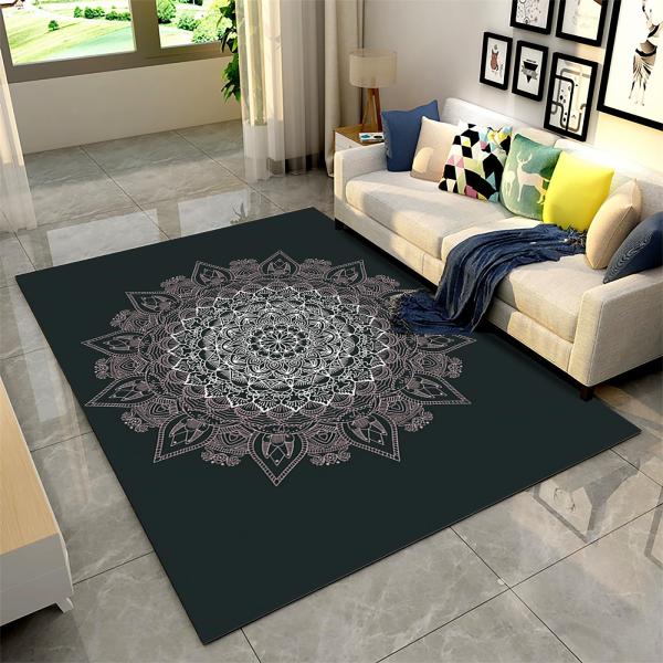 商品名:  Mandala Area Rugs, 4x5ft, Luxury Black and White Bohemian Flower Carpets for Living Room Indoor Outdoor Bedroom Of...