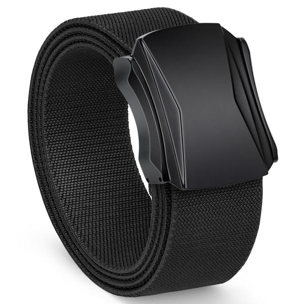 商品名:  SANSTHS Stretch Men Belt Black Tactical Rigger Belts for Men Hiking 1.5" Nylon Web Casual Golf Belt, Black Mブランド: ...