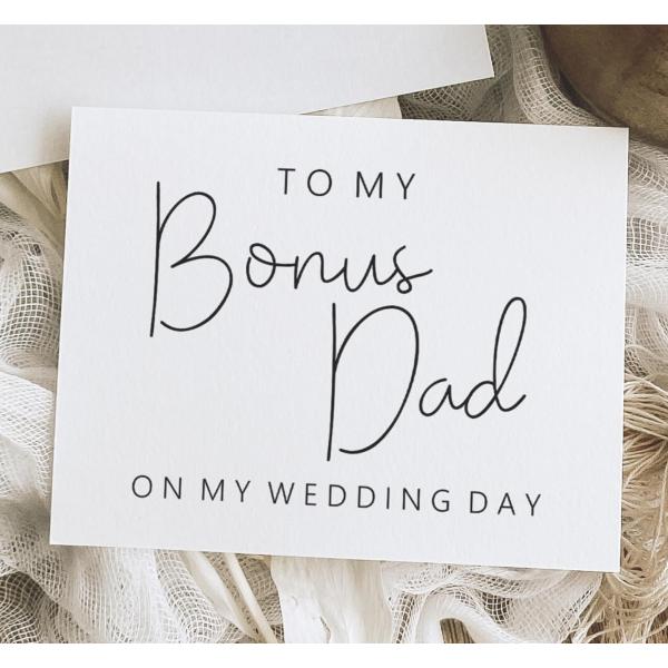 商品名:  To My Bonus Dad On My Wedding Day Card. Wedding Day Card For Step Dad.ブランド: ONE MORE GLASS LLC高さ: 16cm横幅: 16cm奥行: ...