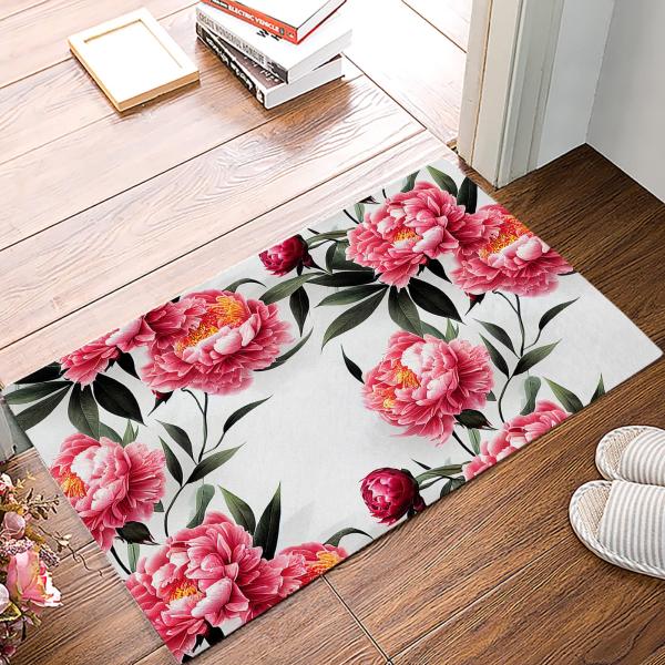 商品名:  Doormat Indoor Entrance Home Decor Door Mat,Spring Floral Floor Rugs for Kitchen, Bathroom, Red Flowers Summer Bot...