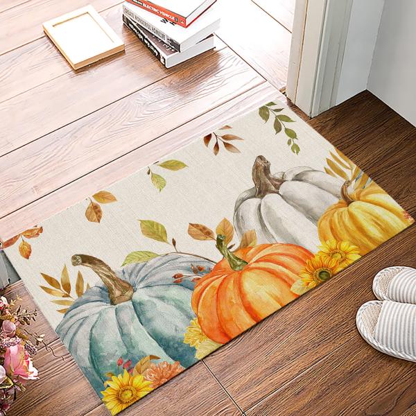 商品名:  Doormat Indoor Entrance Home Decor Door Mat,Thanksgiving Fall Floor Rugs for Kitchen, Bathroom, Orange Teal Grey P...