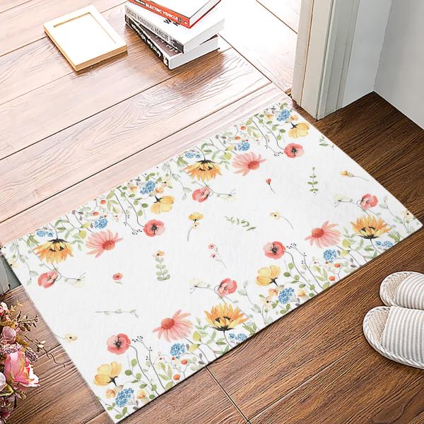 商品名:  Doormat Indoor Entrance Home Decor Door Mat,Spring Floral Floor Rugs for Kitchen, Bathroom, Watercolor Botanical S...