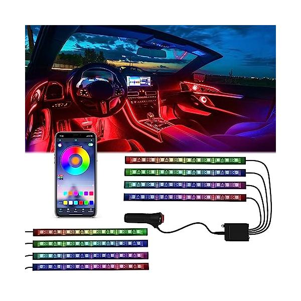 商品名:  Mega Racer RGB Car LED Lights Strip 2 Pack - Interior LED Lights for Cars, 48 LEDs Over 16 Million Colors, Music S...