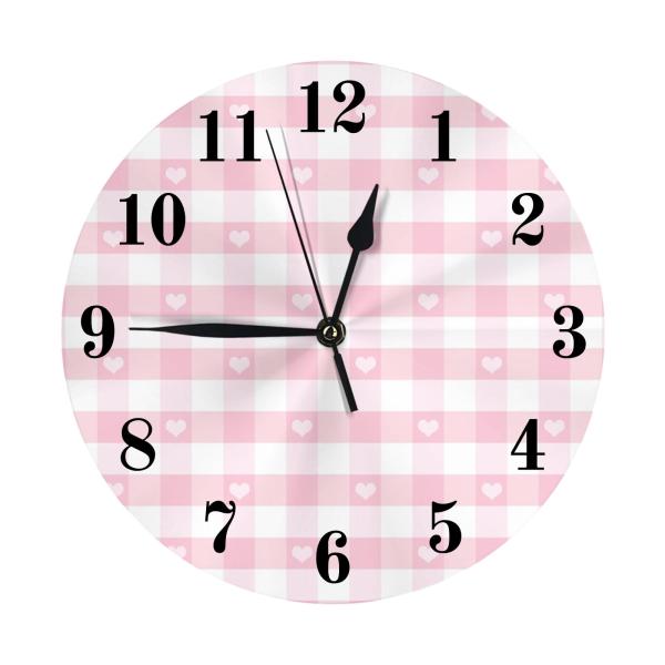 商品名:  SARNFANS Checkered 10 Inch Round Wall Clock Silent Non-Ticking,Romantic Pattern Hearts Girlish,Home Decor Round Wa...