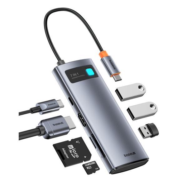 商品名: Baseus USB Cハブ マルチポートアダプター 4K HDMI付き USB Cドック 7イン1 100W充電 USB-A 5Gbps TF/SDカードリーダー USB Cアダプター Windows/Mac/iPad/Stea...