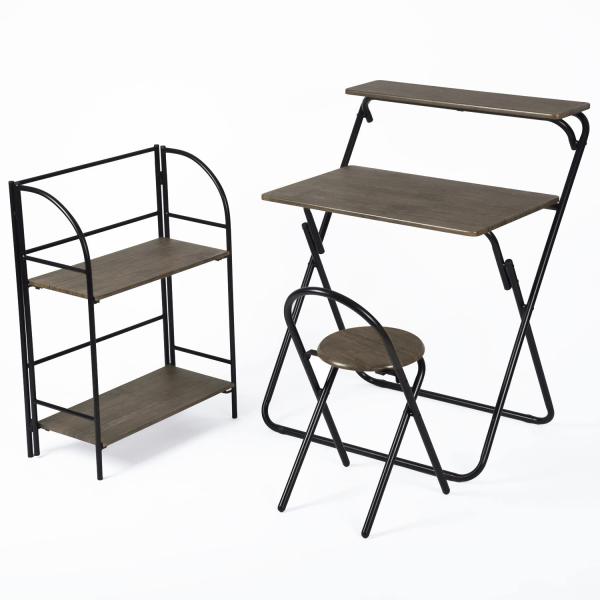 商品名:  FurnitureR Computer Desk Chair 2 Tier Shelf Home Office 3-in-1 Set for Boys Girls Teens, Foldable(No Assembly), Wa...