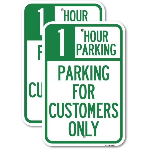 商品名(2 Pack) 1 Hour Parking - Parking for Customers Only | 12"" X 18"" Heavy-Gauge Aluminum Sign | Rust Free Aluminum, We...