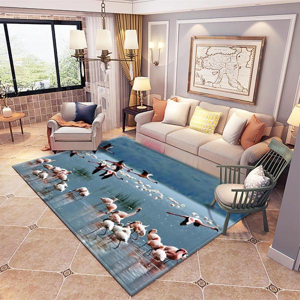 商品名:  ZCLRUG Flamingo Area Rug, 5x7ft, Flamingo Tribal Print Rug with Wings Outstretched and Heads Down for Food Non-Sli...