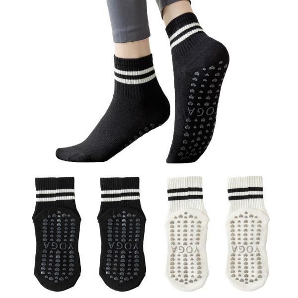 商品名:  BIVOLU Non Slip Yoga Crew Striped Socks for Women for Pilates,Barre,Workout,Dance Anti-Skid Socks 4 Pack White Bla...