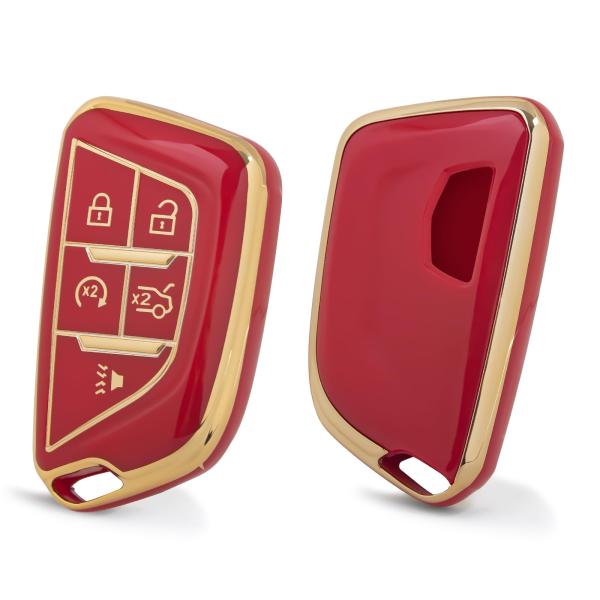 商品名: Xotic Tech 2個 レッド ソフト TPU 5ボタン フルプロテクション スマートリモートコントロール キーフォブカバー シェルケースホルダー キャデラック CT4 CT5 CT6 XT4 XT5 XT6 エスカレード エ...