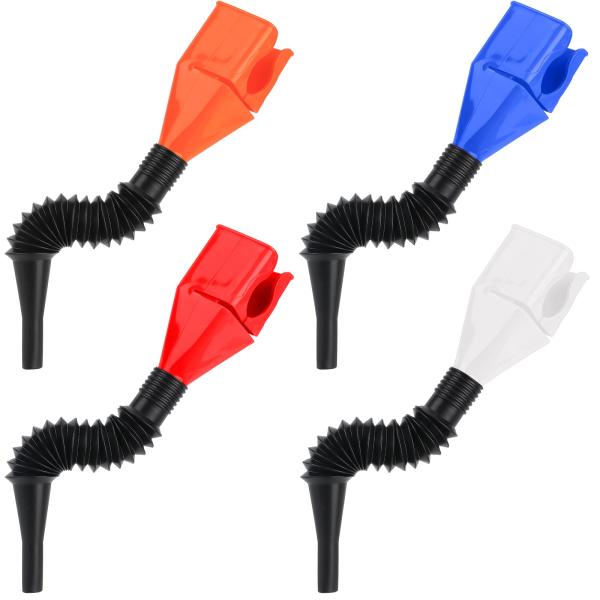 商品名: 4パック 自動車用漏斗 クリーニングブラシ付き 万能で拡張可能 プラスチック 柔軟な排水ツール スナップ漏斗 車 トラック オートバイ用 耐食性 ハンズフリー 4 Packs Automotive Funnels with Cle...