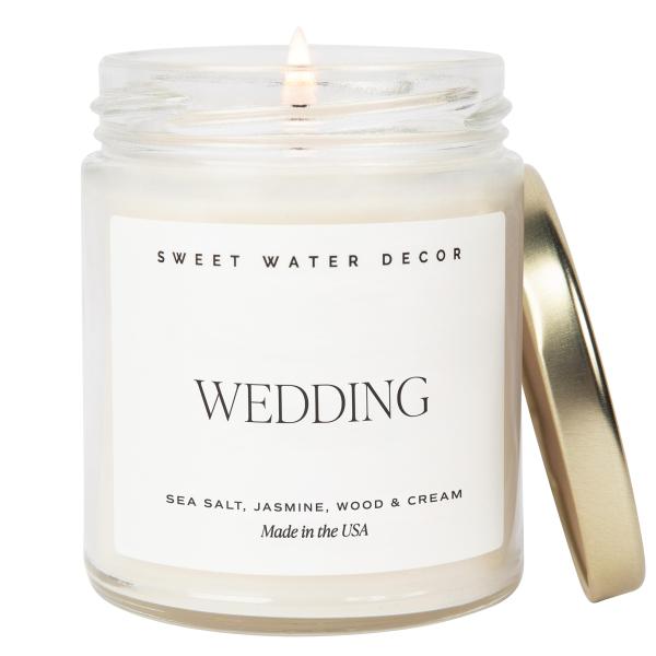 商品名:  Sweet Water Decor, Wedding Day, Sea Salt, Jasmine, Cream, and Wood Scented Soy Wax Candle for Home | 9oz Clear Jar...