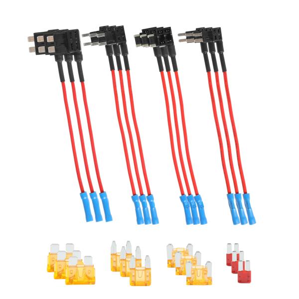 商品名: YAKEFLY ヒューズタップセット 12個パック 4タイプ 12V 車追加回路アダプターとヒューズキット ミニ自動車用ヒューズコネクター ATC ATSブレードヒューズホルダー MICRO2付き ミニロープロファイルタップアダプ...