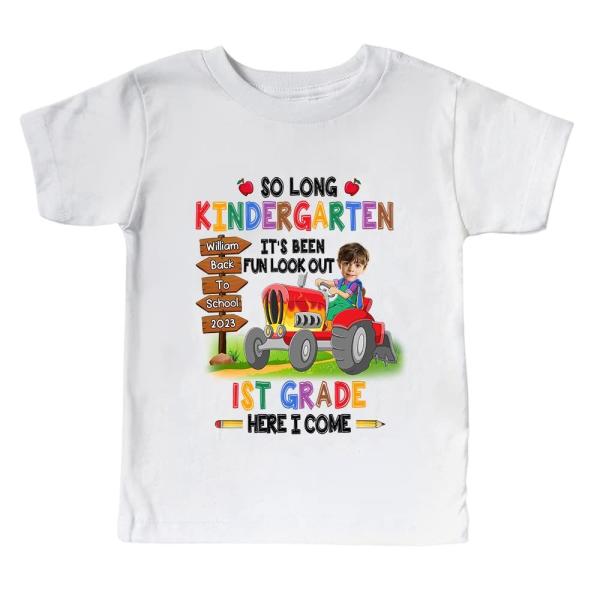 商品名:  Personalized School T-Shirt Gifts for Son Daughter Back to School Outfit So Long Kindergarten It's Been Fun Look C...