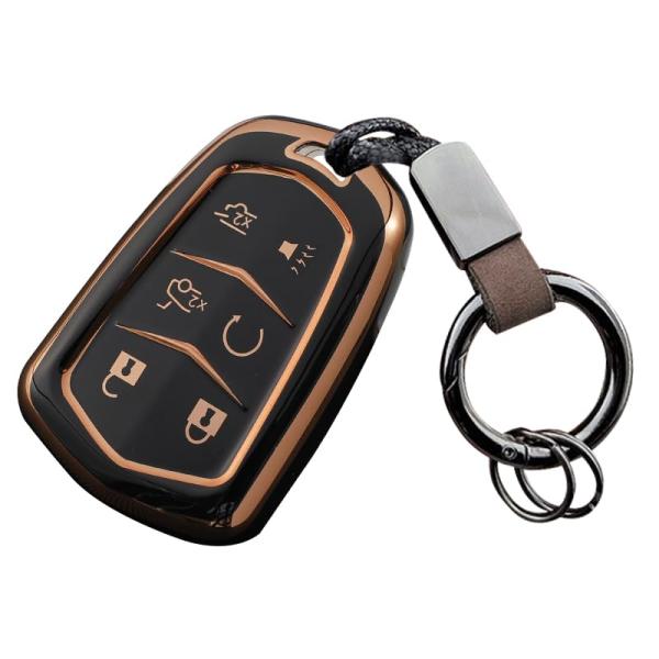 商品名: Metaxas キーフォブカバー キーチェーン付き キャデラックアクセサリー エスカレード ATS CTS CT6 STS SRX XT5 キーフォブケース プレミアム ソフト TPU フルプロテクション スマートキーホルダー ボ...