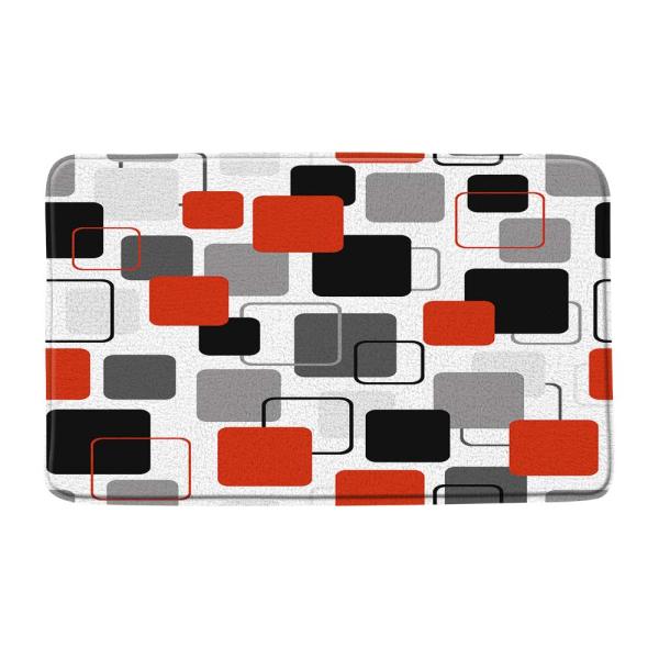 商品名:  Geometric Bath Mat Black Red Grey Abstract Squares Diamonds Modern Space Geometry Effect Fashion Artistic Digital ...