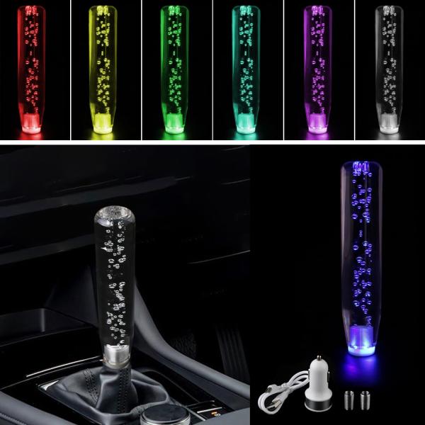 商品名: neynavy 車用LED発光クリスタルギアシフター 1個 パーソナライズクリスタルバブル カラフルなライトシフトノブ付き 7.87インチ クールシフトヘッド 車 トラック用 汎用 (透明) neynavy 1 PC Car LE...