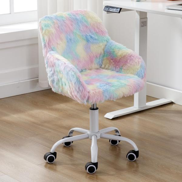 商品名:  DUOMAY Kids Desk Chair, Faux Fur Colorful Upholstered Computer Chair for Boys and Girls, Cute Study Swivel Height ...