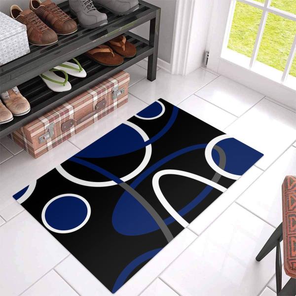 商品名:  Abstract Circle Art Indoor Door Mat Dark Blue Red Black Non Slip Front Door Welcome Rugs, Geometric Floor Entrance...