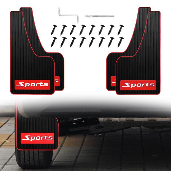 商品名: 車用マッドフラップ ユニバーサルラバーマッドガード - ソフト素材 自動車フェンダー - スプラッシュガード ラバーマッドガード ユニバーサルピックアップ SUV - 衝突なし ユニバーサル 43cm 23cm 0.5cm 4 p...