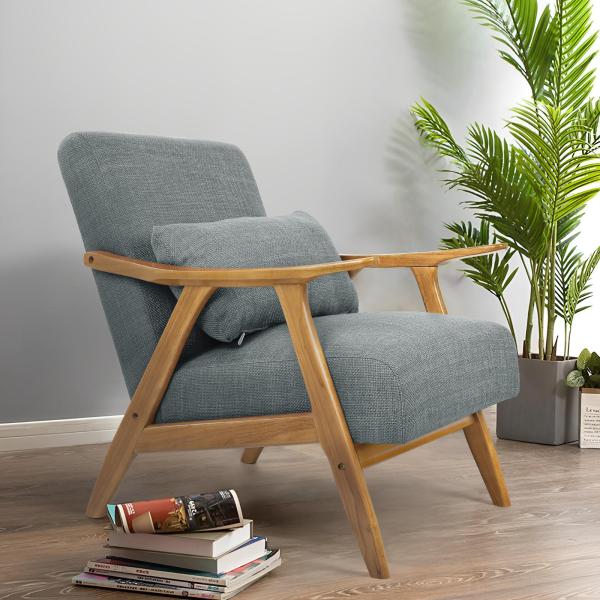 商品名:  OAKHAM Mid Century Modern Accent Chair, Single Fabric Lounge Reading Armchair with Solid Wood Frame, Easy Assembly...