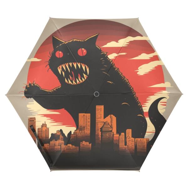商品名:  ZENWAWA Travel Umbrella Auto Open and Close, Rain Windproof UV Protection Automatic Umbrellas Big Monster Cat Prin...
