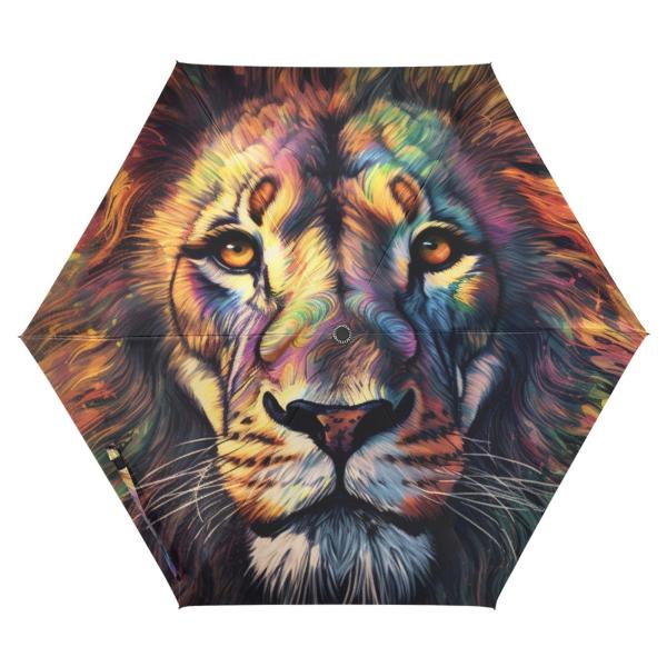 商品名:  ZENWAWA Abstract Lion Face Travel Umbrella Auto Open and Close, Automatic Umbrellas with Case Pouch for Rain Windp...
