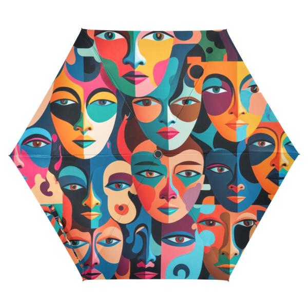 商品名:  ZENWAWA Abstract Human Faces Travel Umbrella Auto Open and Close, Automatic Umbrellas with Case Pouch for Rain Win...