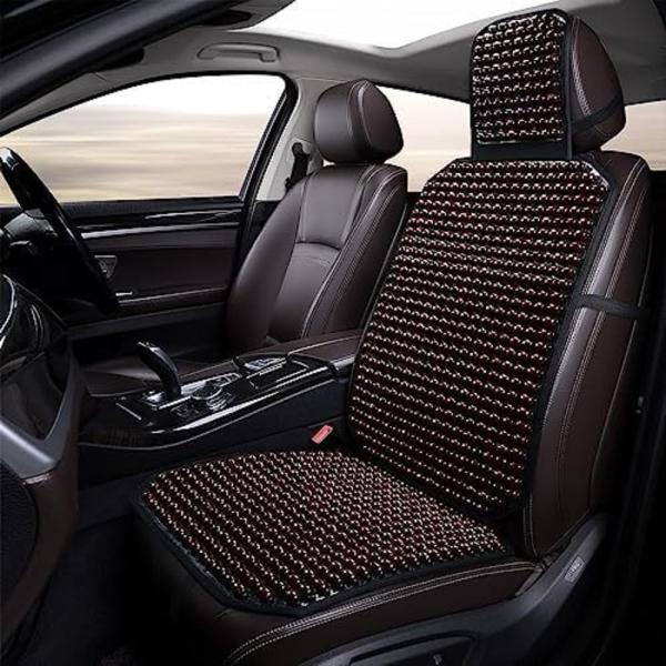 商品名: WOWESOTICA 天然木製ビーズカーシートクッション ドライバーと助手席用ビーズカバー リラックスマッサージ クールで通気性 ユニバーサル自動車 トラック SUVパッド (ワイン) WOWESOTICA Natural Woo...