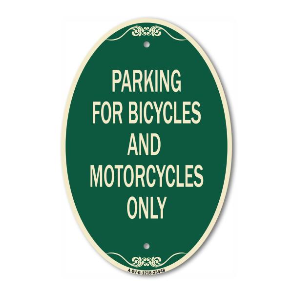 商品名:  SignMission Designer Oval Series Sign - Parking for Bicycles and Motorcycles Only | Green &amp; Tan 12" X 18" Heav...