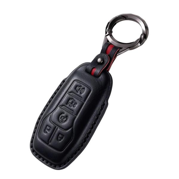 商品名:  for Ford Key Fob Cover Leather Key Fob Holder 5 Button Car Smart Remote Key Case Keychain Compatible with Mustang ...