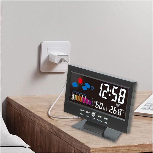 商品名:  ufehgfjh Multi-Function Digital LED Temperature Humidity Monitor Weather LED Table Alarm Clock Alarm, Snooze Funct...